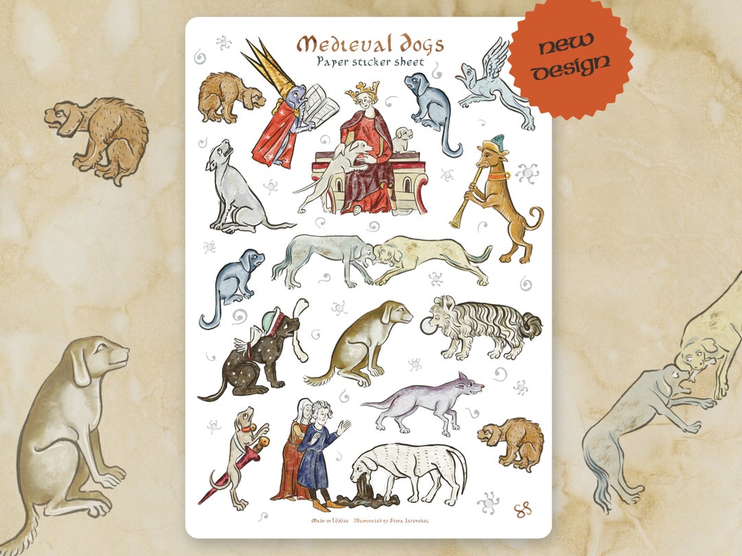 Sticker Sheets MEDIEVAL DOGS Journaling, Planner, Historical ...