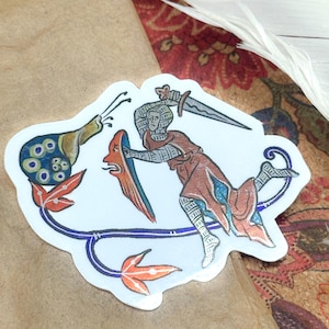Metallic Knight Fighting Snail - Vinyl Sticker, Waterproof, Medieval ...