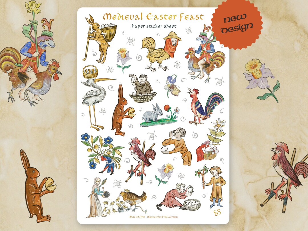 Sticker Sheet - MEDIEVAL EASTER FEAST - Funny Whimsical Historical ...