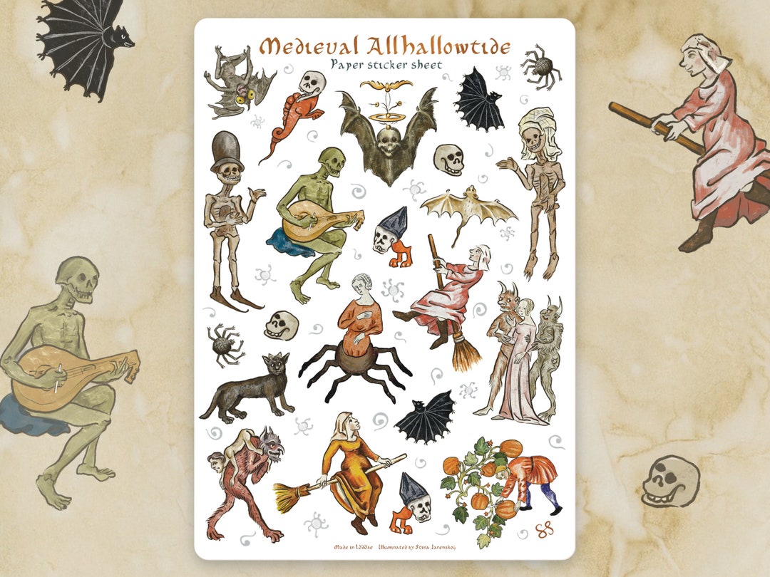 Sticker Sheet - MEDIEVAL ALLHALLOWTIDE (halloween) - Weird Whimsical ...