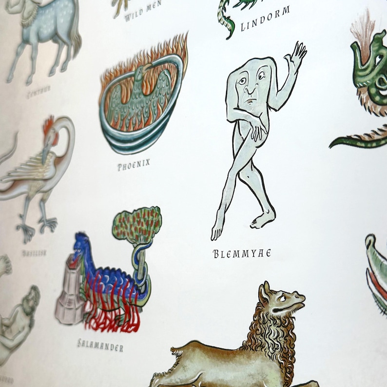 Medieval Mythical Bestiary Poster | Large High-quality Wall Decor ...