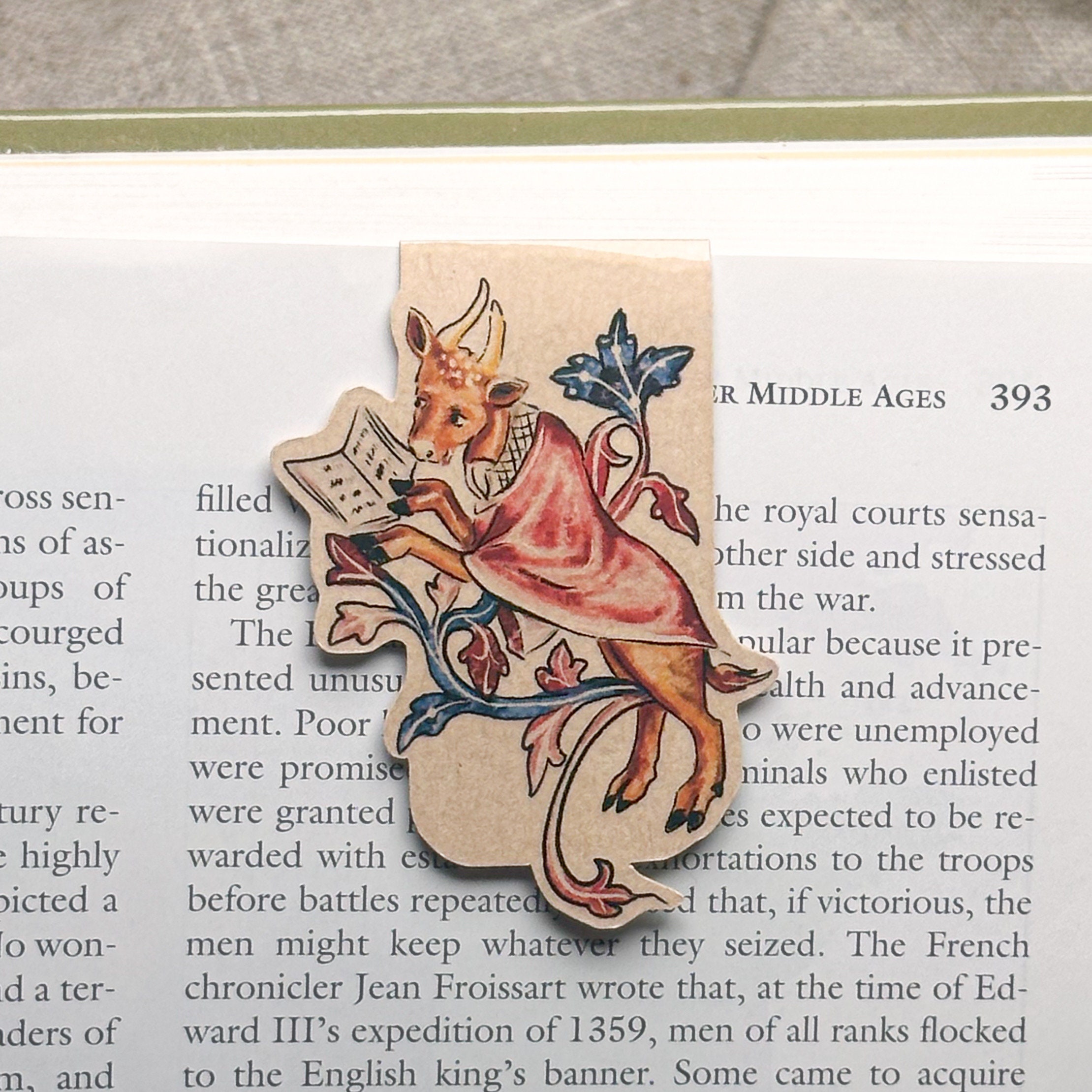 Magnetic Bookmark MEDIEVAL READING COW, Funny Whimsical Historical ...