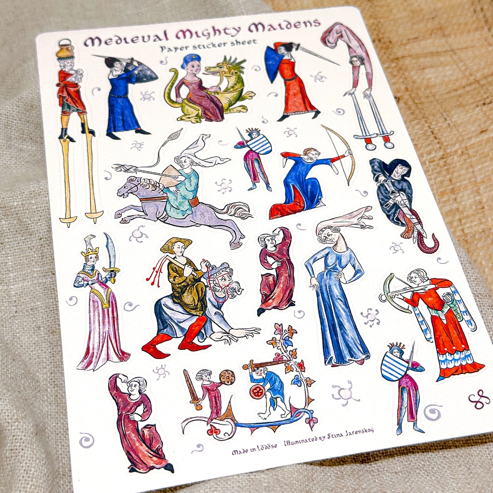 Sticker Sheet - MEDIEVAL MIGHTY MAIDENS - Funny Whimsical Historical ...
