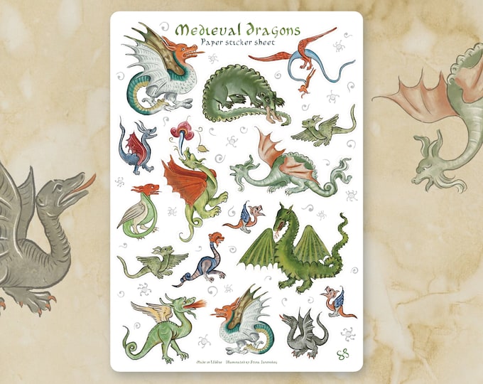 Sticker Sheet - MEDIEVAL KNIGHTS- Funny Whimsical Historical Stickers ...