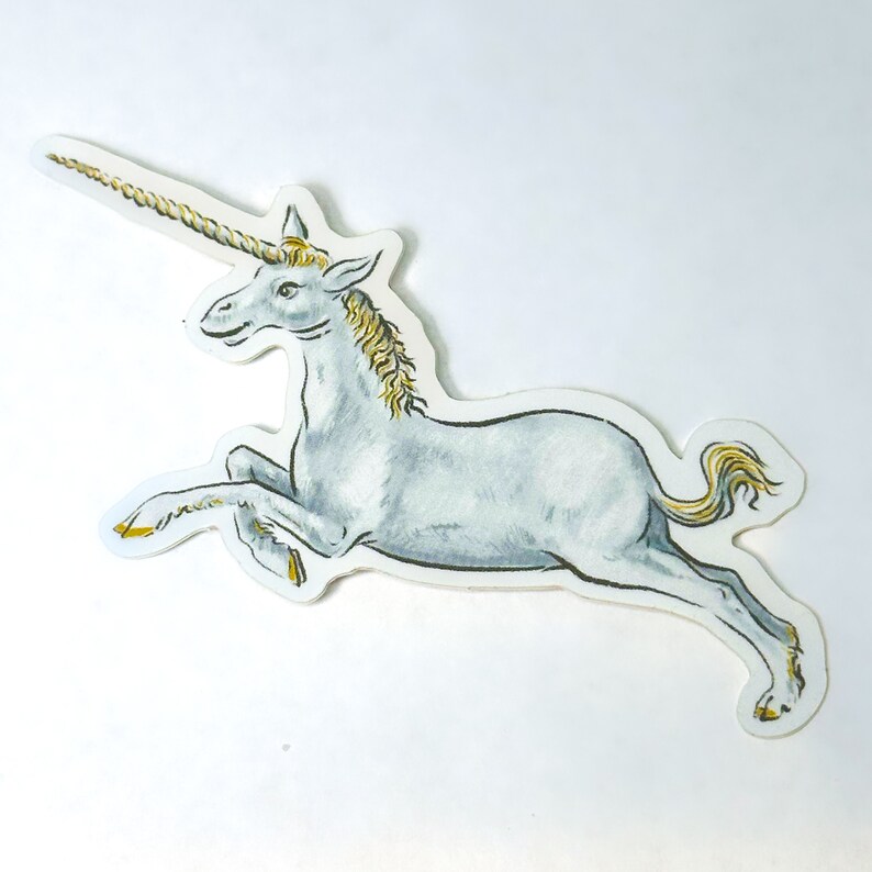 Vinyl Sticker - MEDIEVAL UNICORN - Golden Metallic Waterproof, Shiny ...