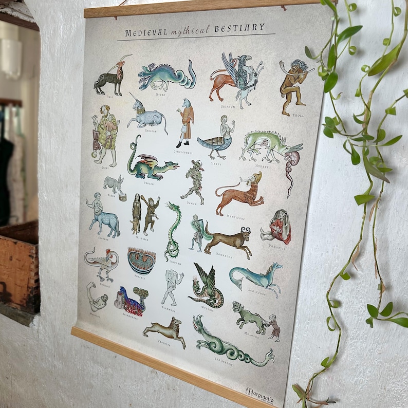 Medieval Mythical Bestiary Poster | Large High-quality Wall Decor ...
