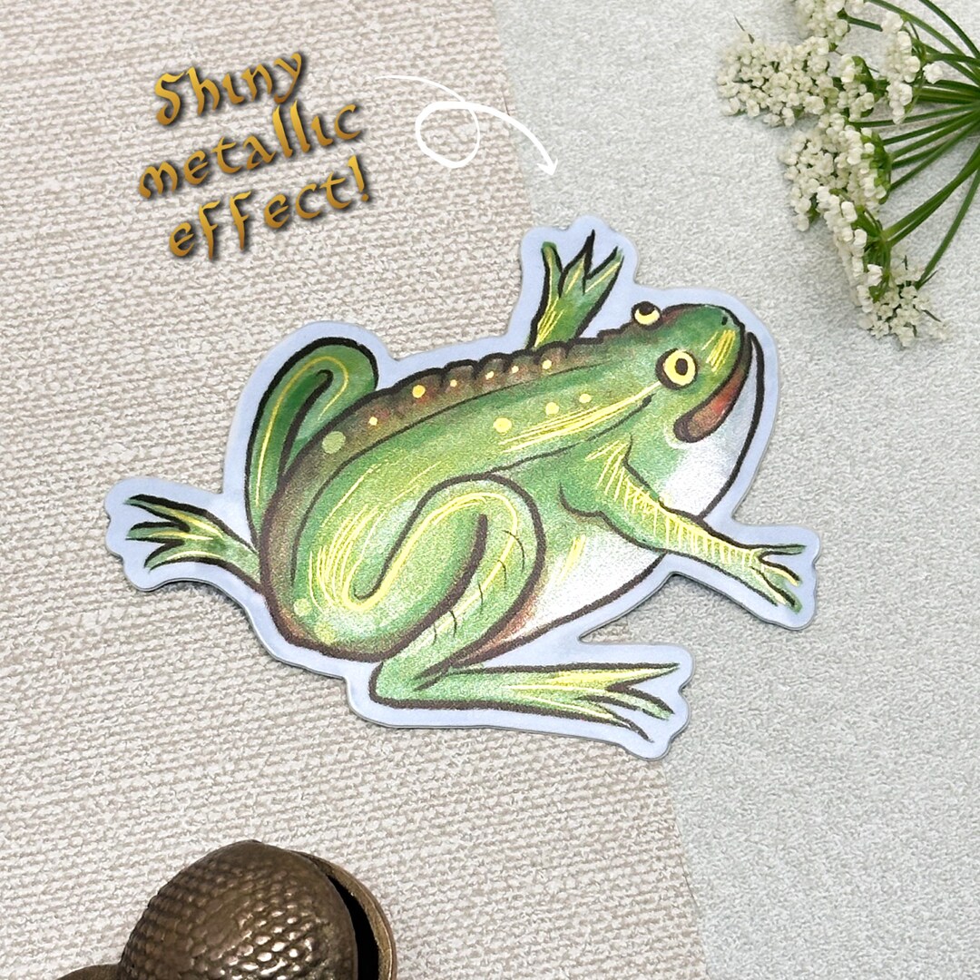 Happy Medieval Frog -metallic Effect - Vinyl Sticker, Waterproof ...
