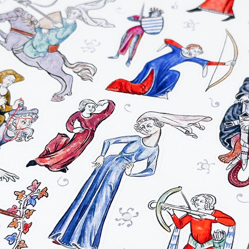 Sticker Sheet - MEDIEVAL MIGHTY MAIDENS - Funny Whimsical Historical ...