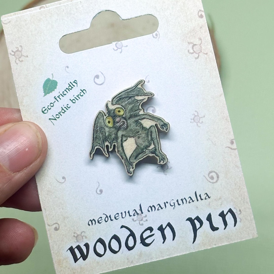 Wooden Pin - MEDIEVAL HYSTERICAL DEMON- Eco-friendly Whimsical ...
