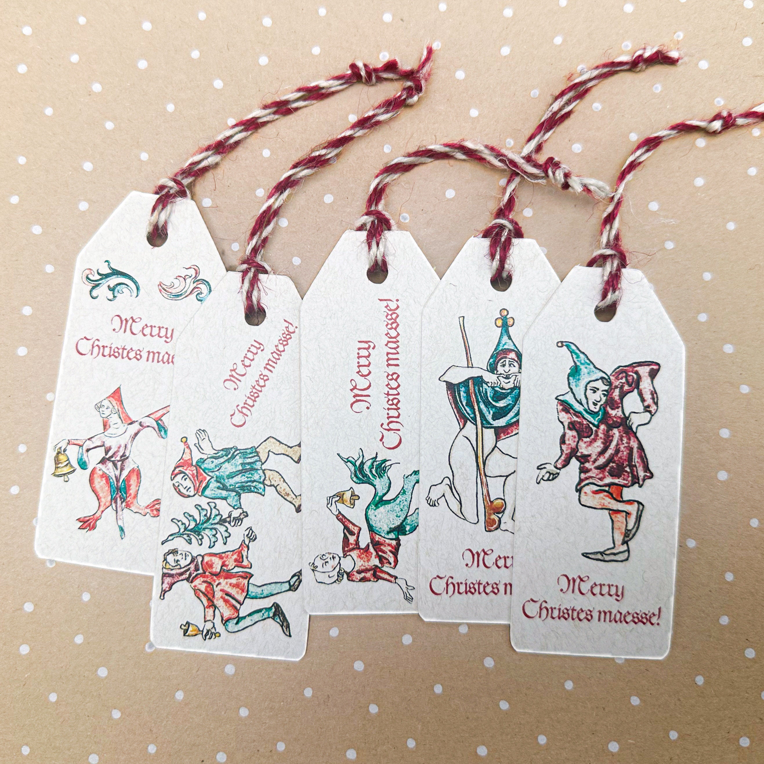 Medieval Gift Tags Merry Christes Maesse, 5pcs/set Christmas, X-mas ...
