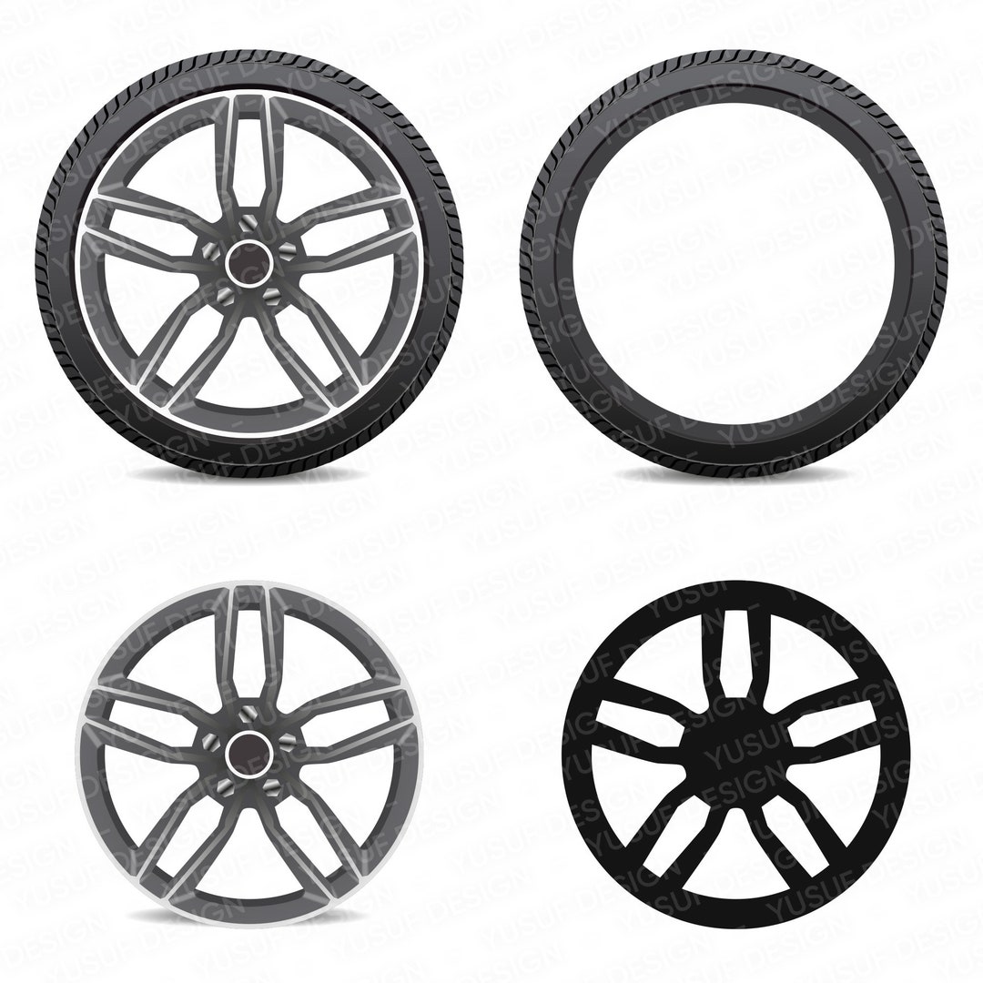 Vector Tire and Rim Icon Set PNG EPS Ai - Etsy