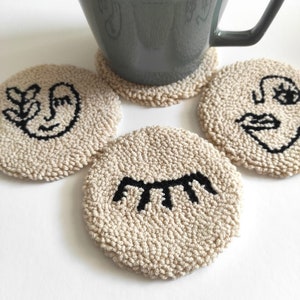Handmade Drink Coasters, Punch Needle Coasters, Mug Rug, Tufting ...