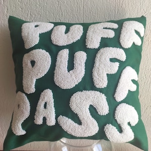 Puff Puff Pass Punch Needle Pillow Cover, Handmade Home Decor ...