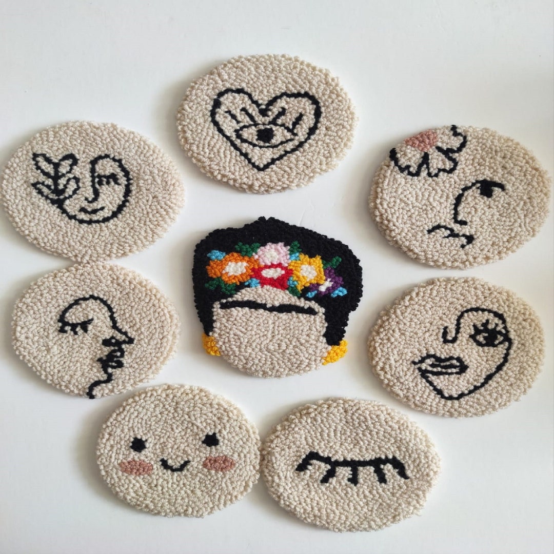 Handmade Drink Coasters, Punch Needle Coasters, Mug Rug, Tufting ...