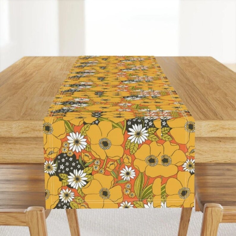 60s 70s Retro Fabric Bohemian Print Cotton Table Cover, Table Cloth ...