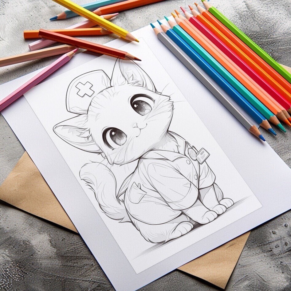 44 Cute Cats With Jobs Coloring Pages, Educational Kids & Adults ...