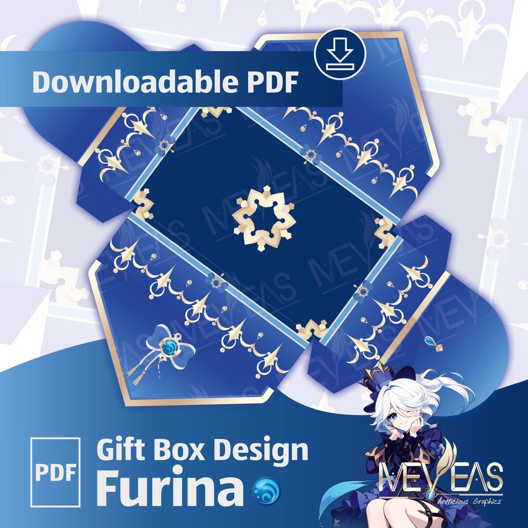 Furina Craftable Gift Box, Printable PDF Download, Genshin Impact Mini ...