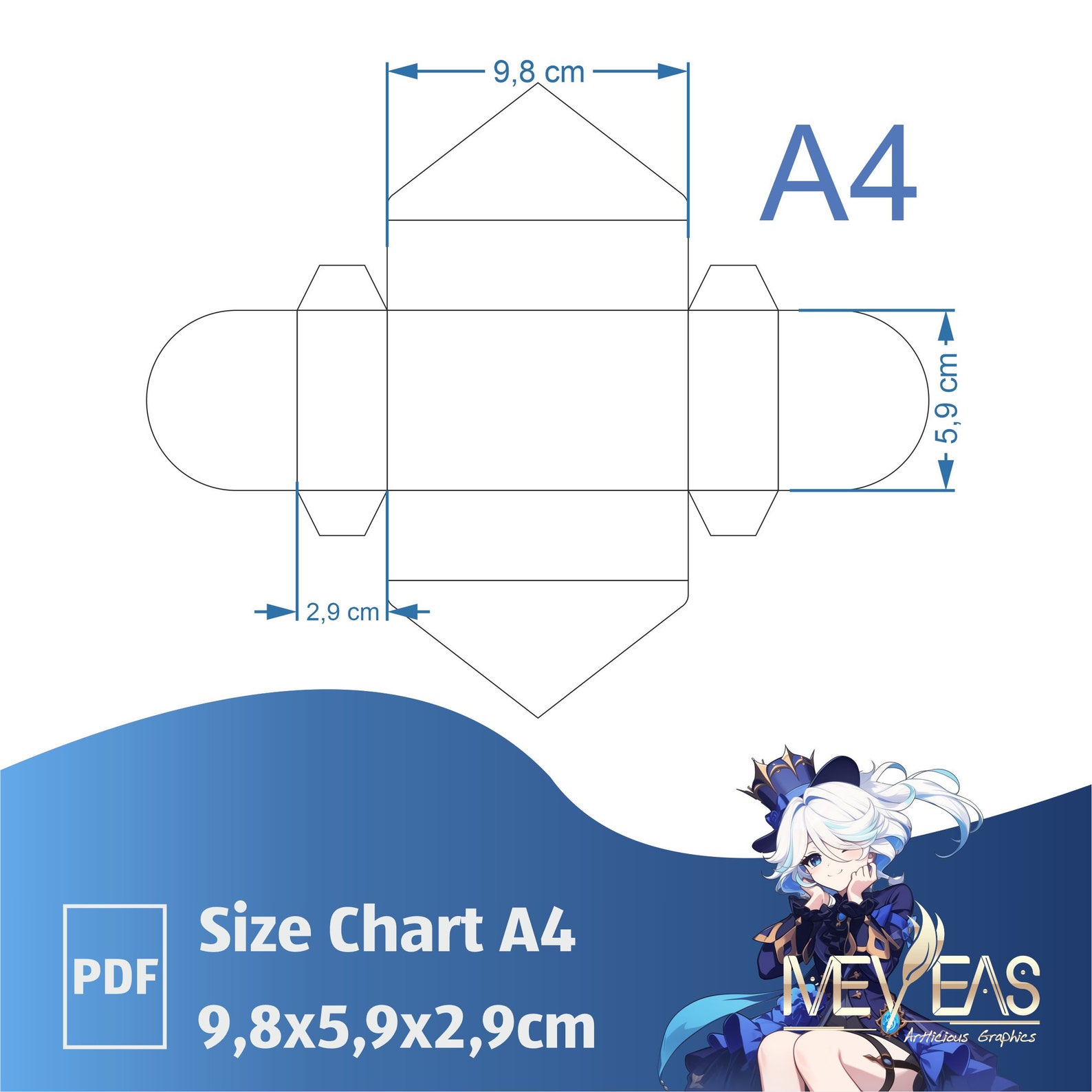 Furina Craftable Gift Box, Printable PDF Download, Genshin Impact Mini ...
