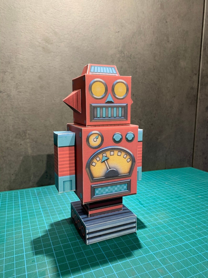 DIY, RED Simple Robot Papercraft, Low Poly, PDF, Dxf, Digital Download ...