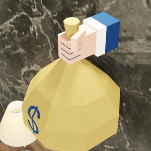 Money Bag Papercraft DIY Wall Ornament 3D Low Poly PDF - Etsy