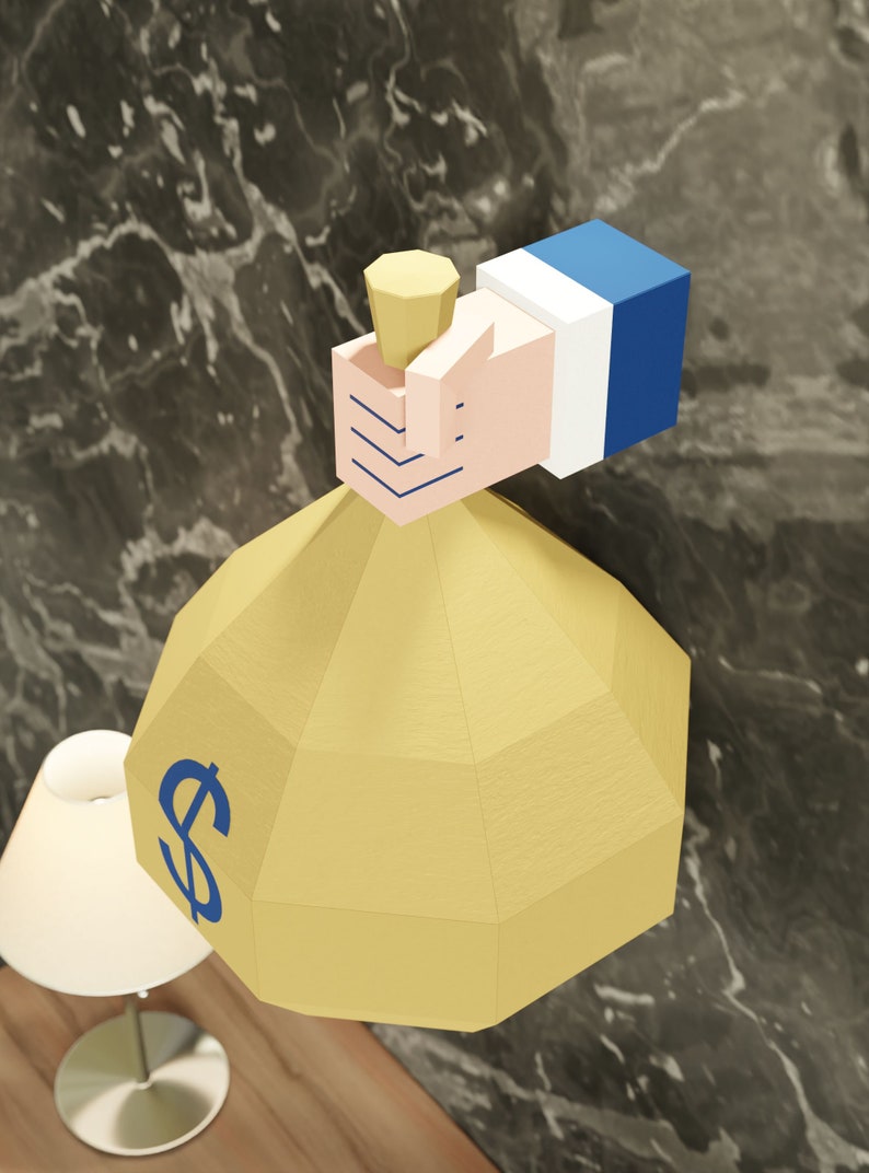Money Bag Papercraft DIY Wall Ornament 3D Low Poly PDF - Etsy