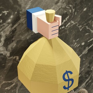 Money Bag Papercraft DIY Wall Ornament 3D Low Poly PDF - Etsy