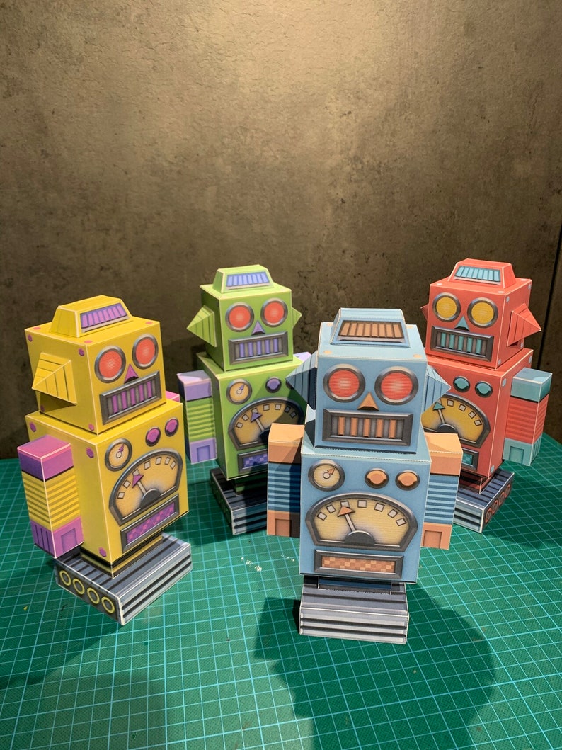 DIY, RED Simple Robot Papercraft, Low Poly, PDF, Dxf, Digital Download ...