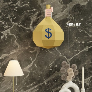Money Bag Papercraft DIY Wall Ornament 3D Low Poly PDF - Etsy