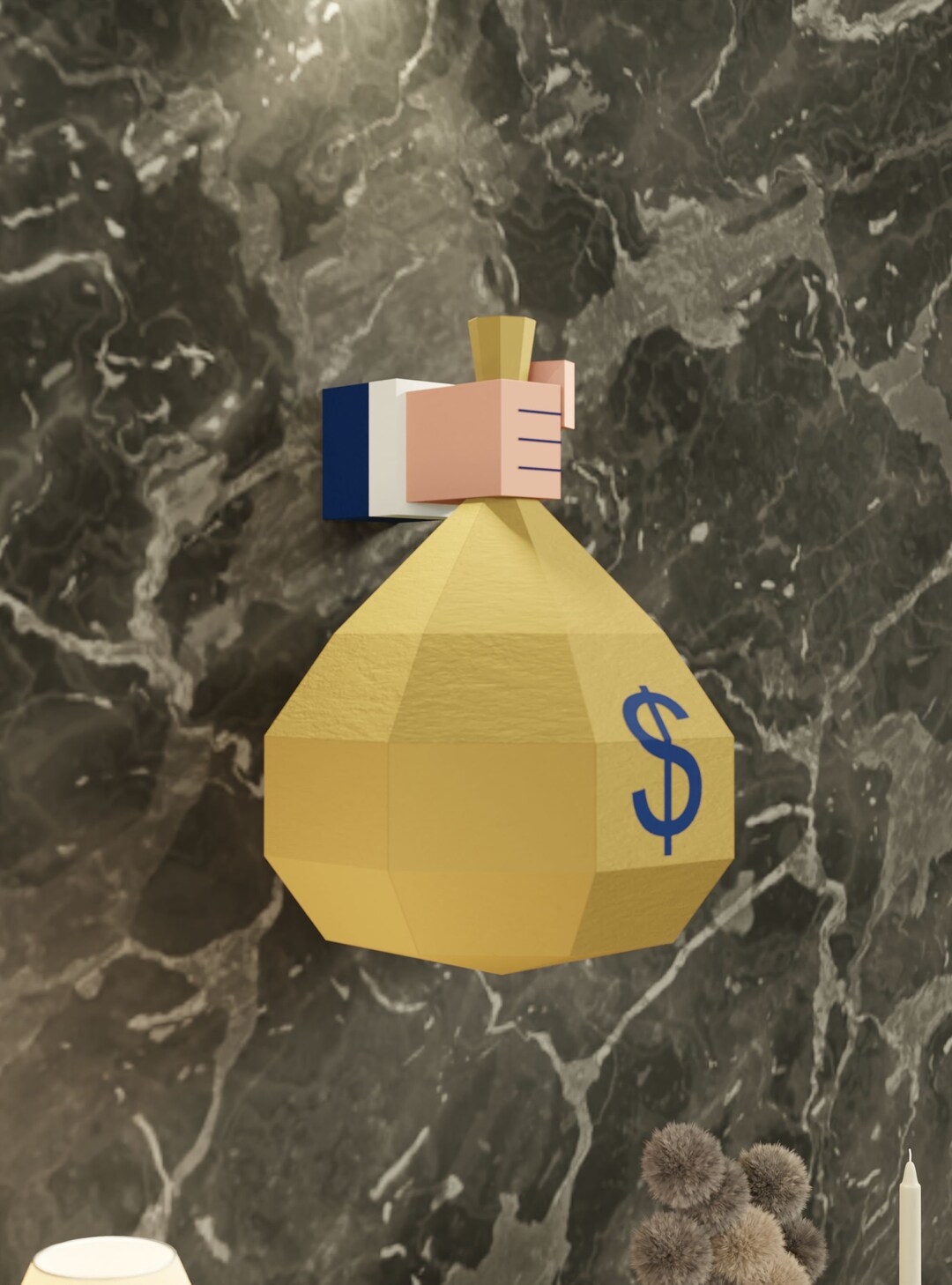 Money Bag Papercraft DIY Wall Ornament 3D Low Poly PDF - Etsy