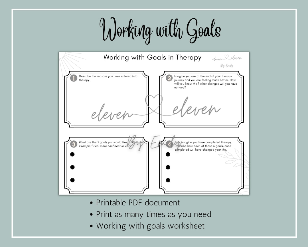 Working With Goals - PDF Therapy Printable Worksheet - Etsy