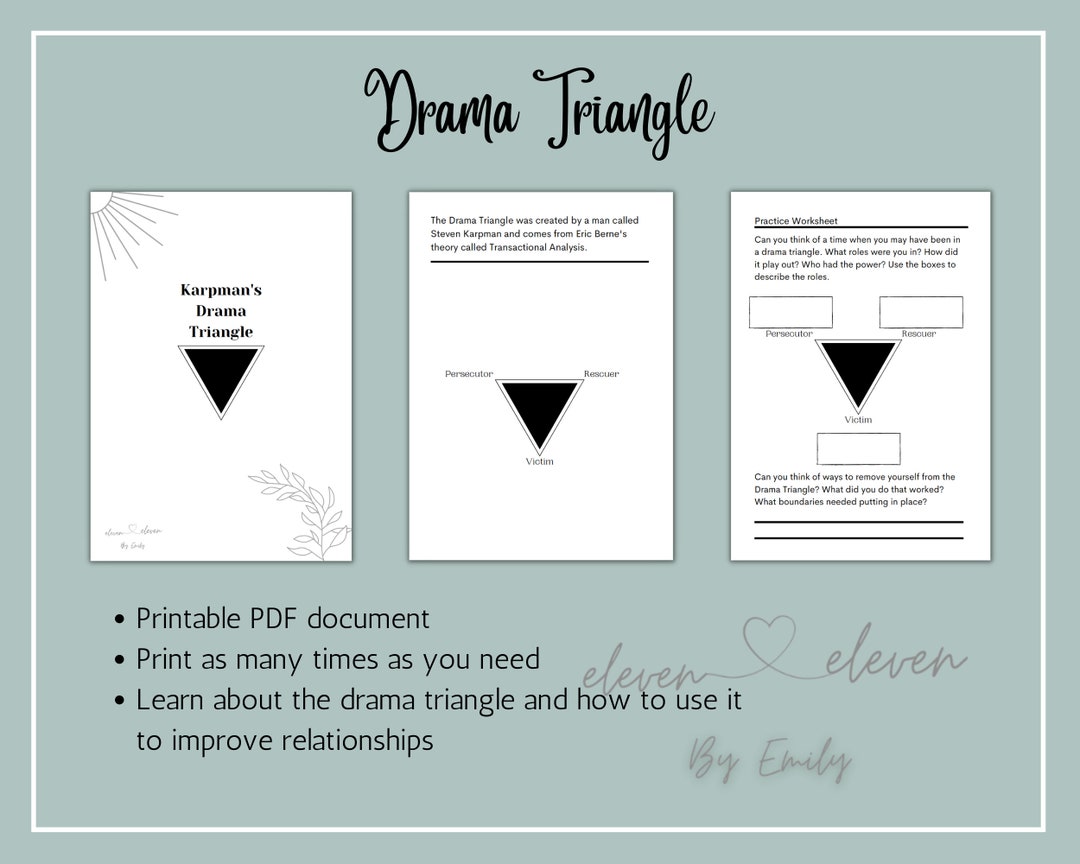 Drama Triangle - Therapy PDF Printable Worksheet - Etsy