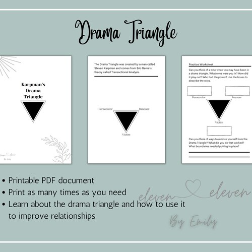 Drama Triangle Therapy PDF Printable Worksheet - Etsy Australia