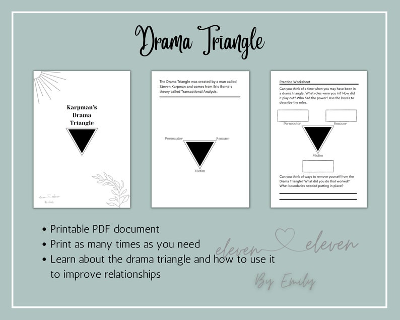 Drama Triangle - Therapy PDF Printable Worksheet - Etsy