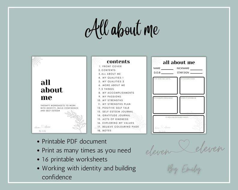 All About Me - 16 Therapy Worksheets - PDF Printable - Etsy
