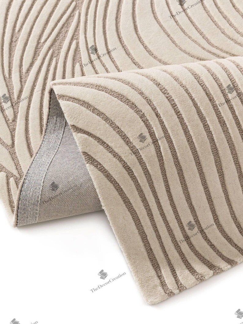 Flowing Line & Stripes Beige Modern Geometric Design Minimalist ...