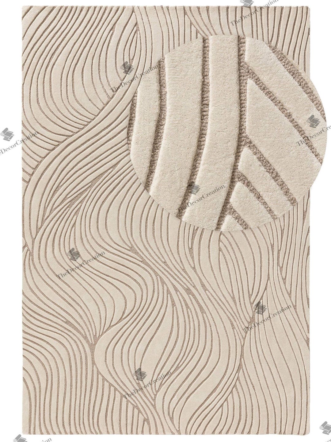 Flowing Line & Stripes Beige Modern Geometric Design Minimalist ...