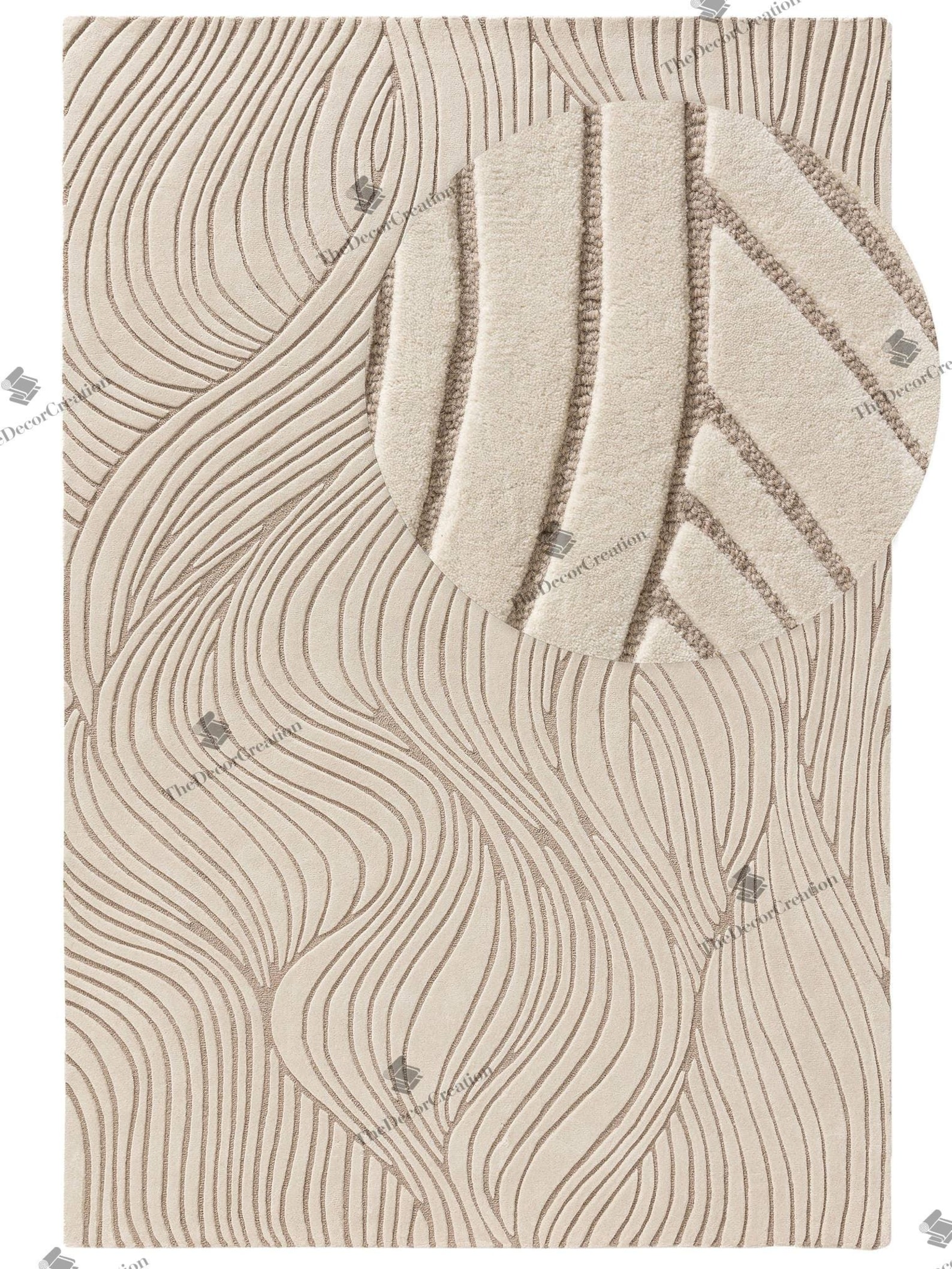 Flowing Line & Stripes Beige Modern Geometric Design Minimalist ...