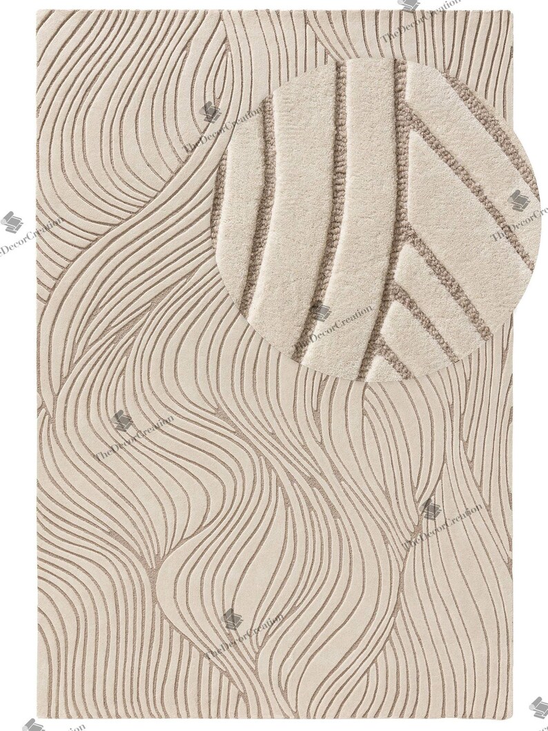 Flowing Line & Stripes Beige Modern Geometric Design Minimalist ...