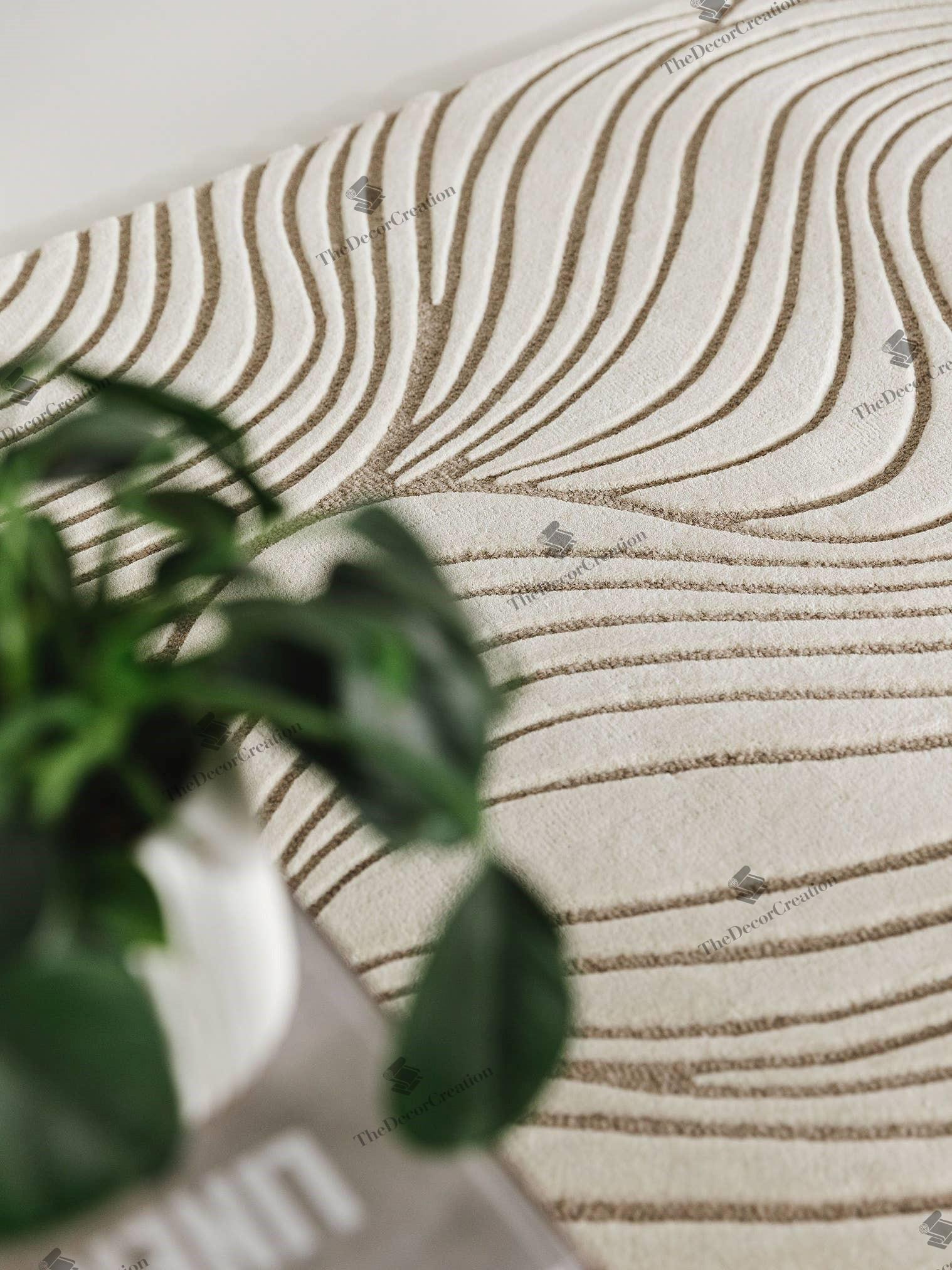 Flowing Line & Stripes Beige Modern Geometric Design Minimalist ...