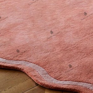 Hand Tufted Scalloped Rug Watermelon Pink Rug Irregular Shaped Rug Hand ...