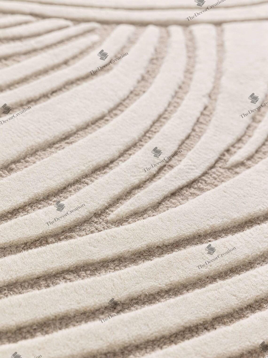 Flowing Line & Stripes Beige Modern Geometric Design Minimalist ...