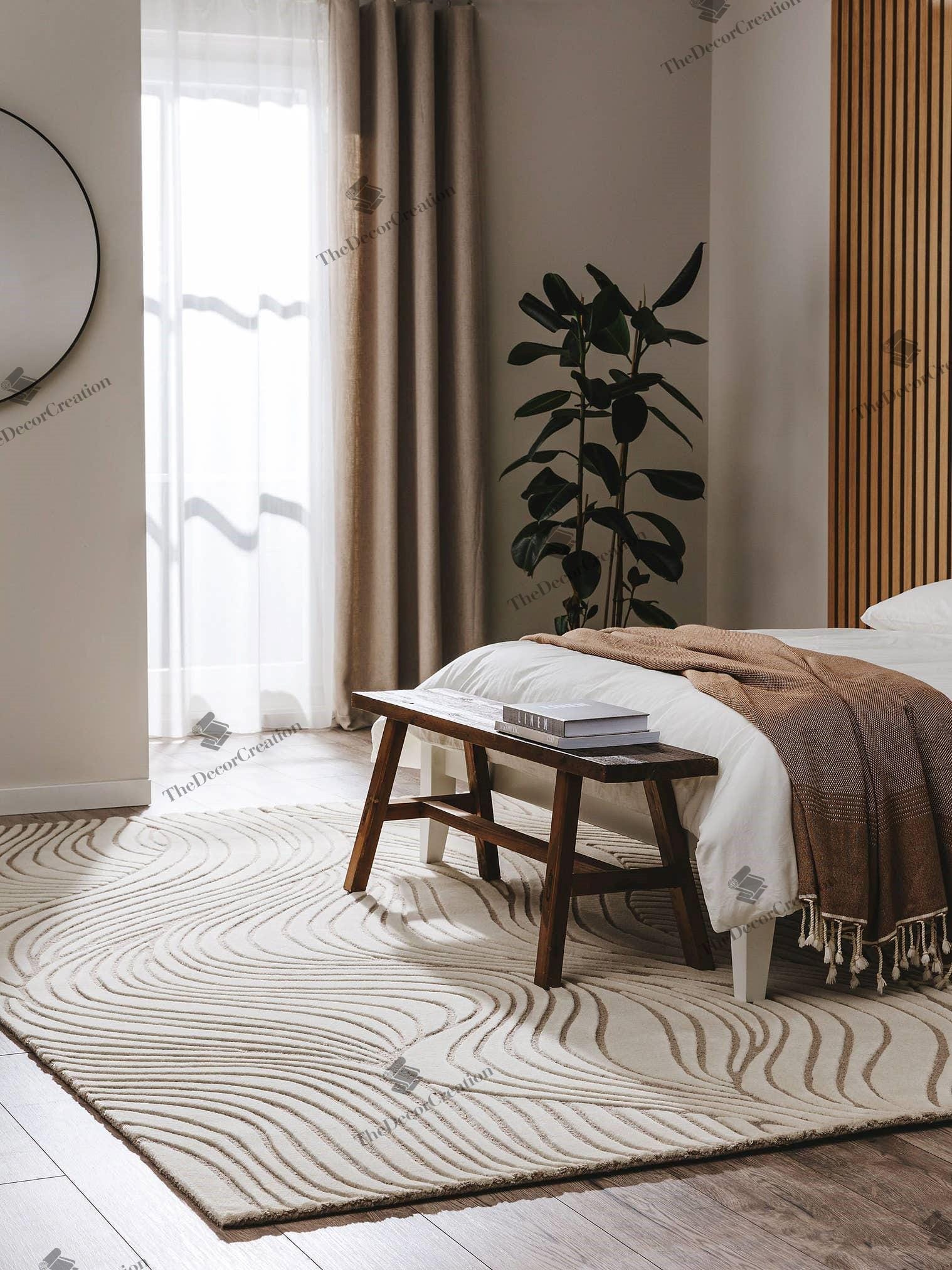 Flowing Line & Stripes Beige Modern Geometric Design Minimalist ...