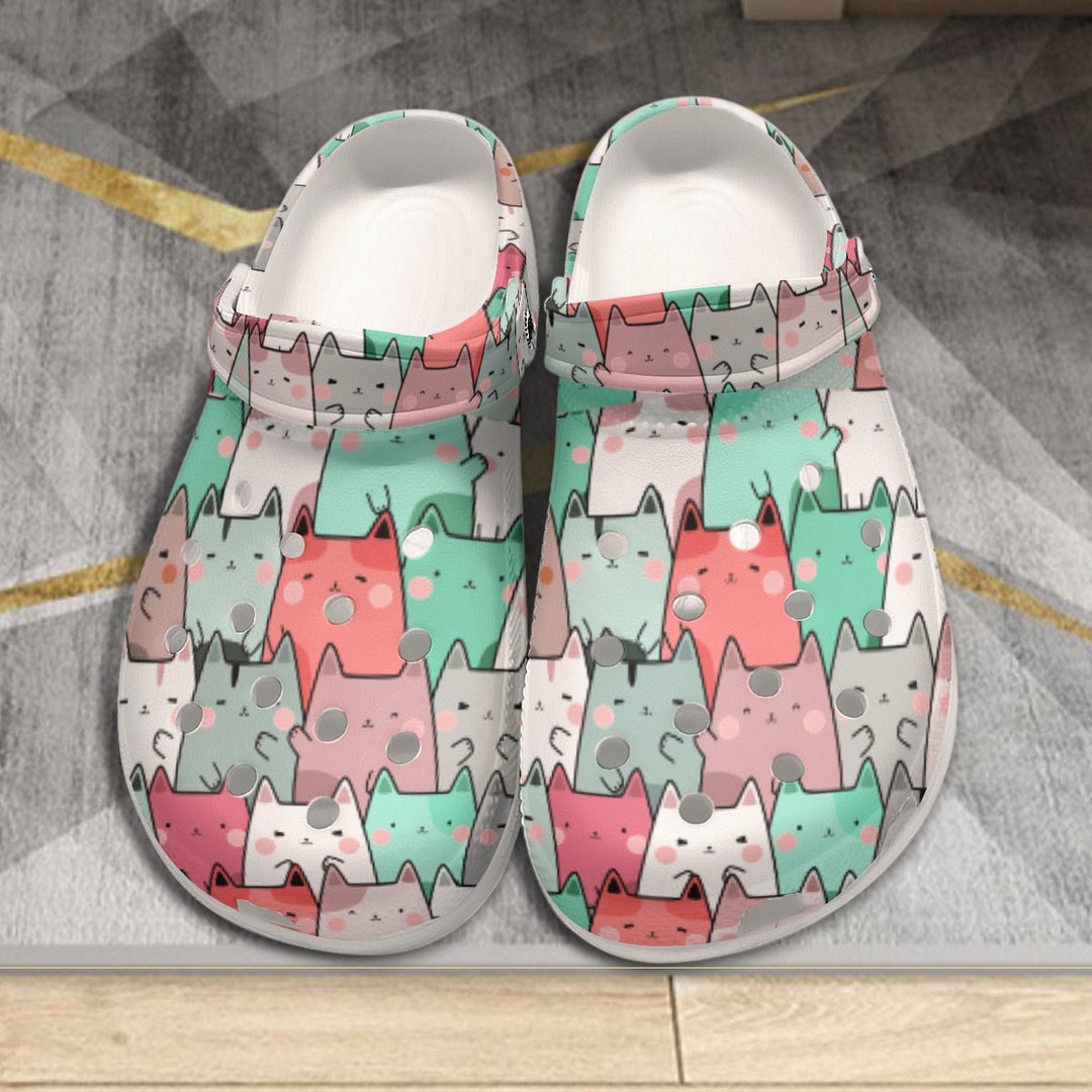 Cow Print Women's Classic Clogs, Cat Shoes, Cat Clogs, Cat Gift, Cat ...