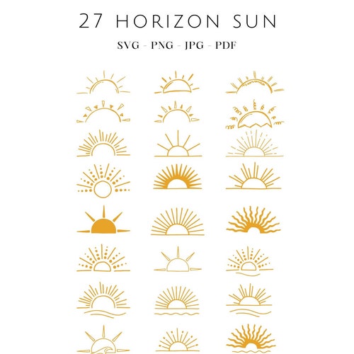 SVG Sun Sunset Sunrise Sunshine Horizon Waves Summer Cricut - Etsy