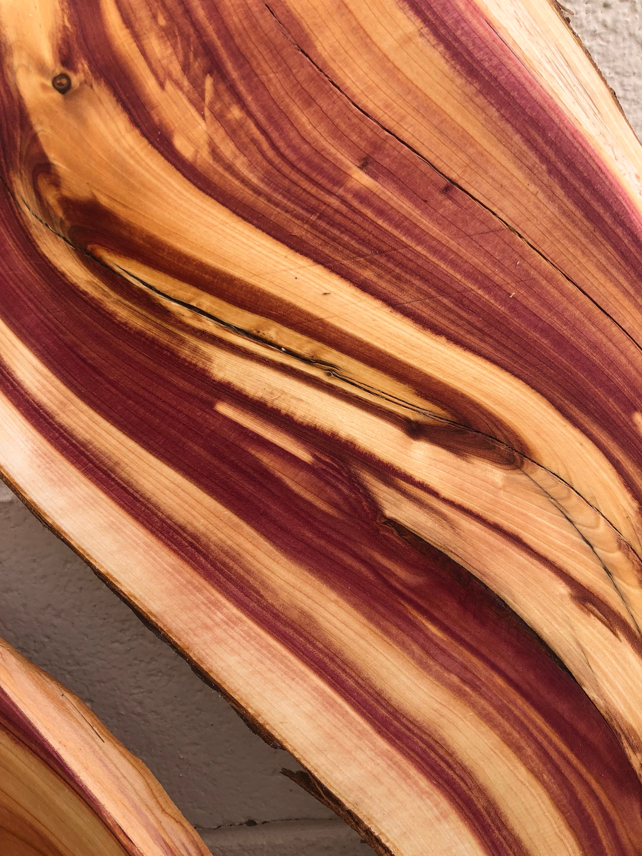 Rocky Mountain Juniper Live Edge Wood Slabs, Dark Red and White, Smells ...