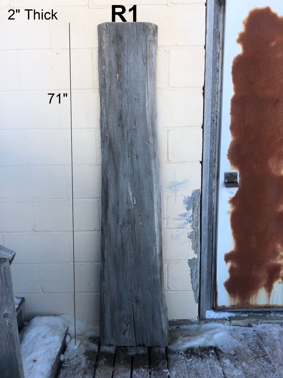 Very Rustic Wood Slab, Reclaimed Live Edge, Grey, Cracking Old Look ...