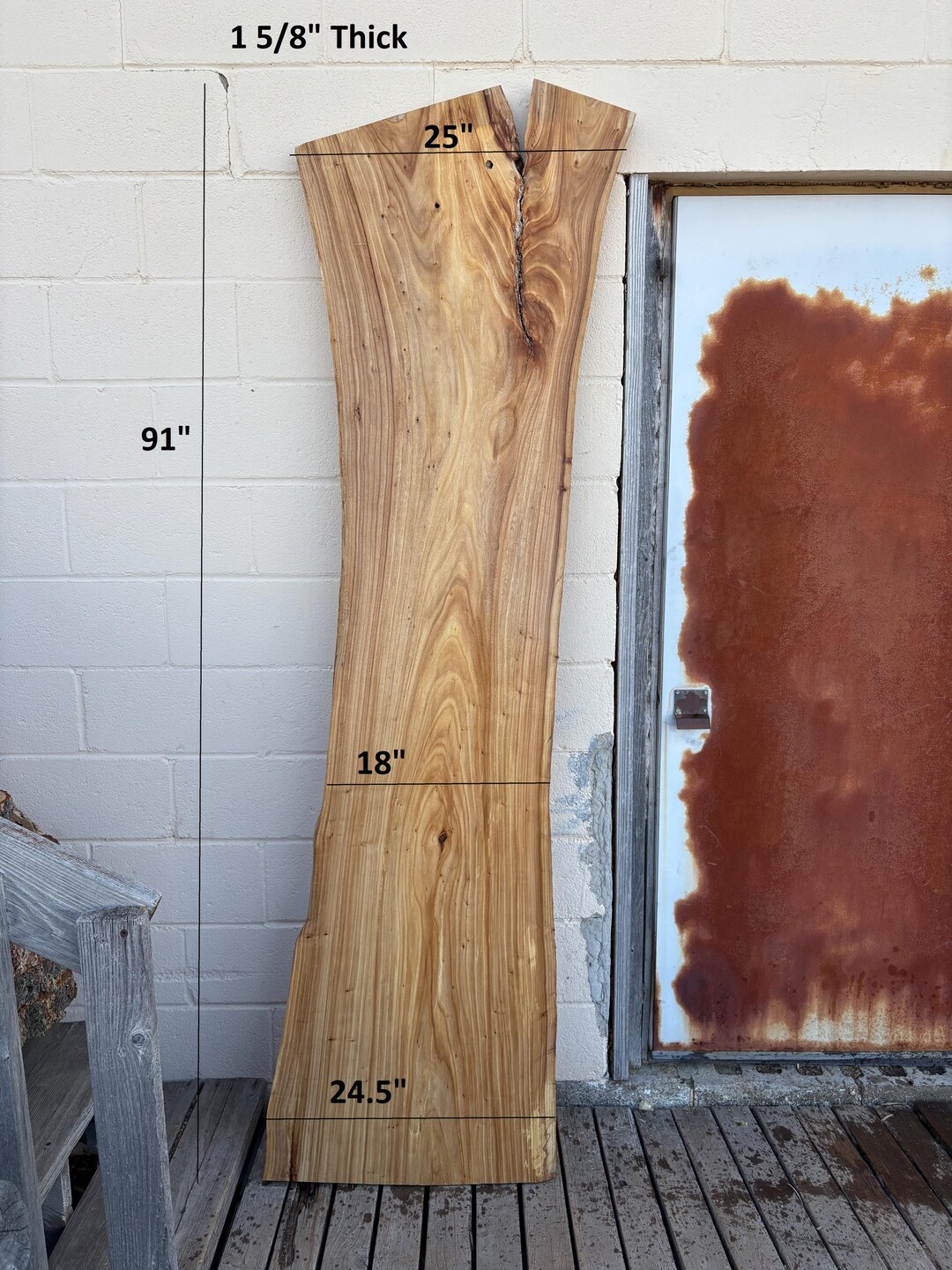 Long Live Edge Slab, 7 Feet Long Counter Bar Ledge Elm Wood - Etsy