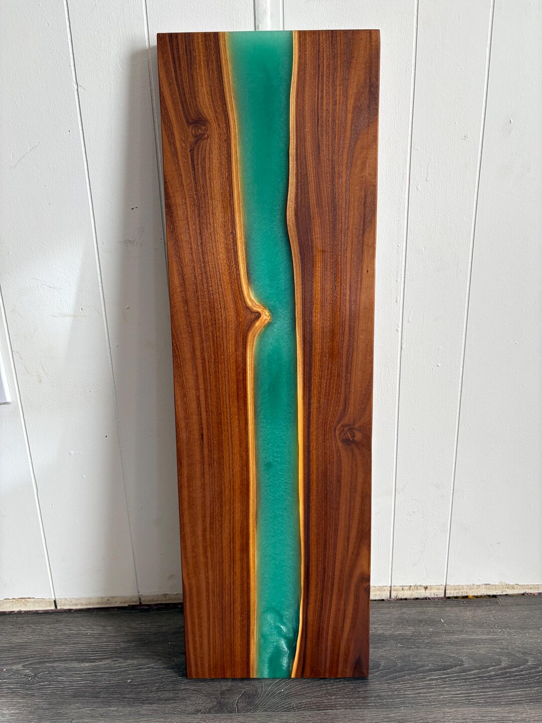 Epoxy Wood Slab for Coffee Tables, Entry Way, Plants, Green Colored ...
