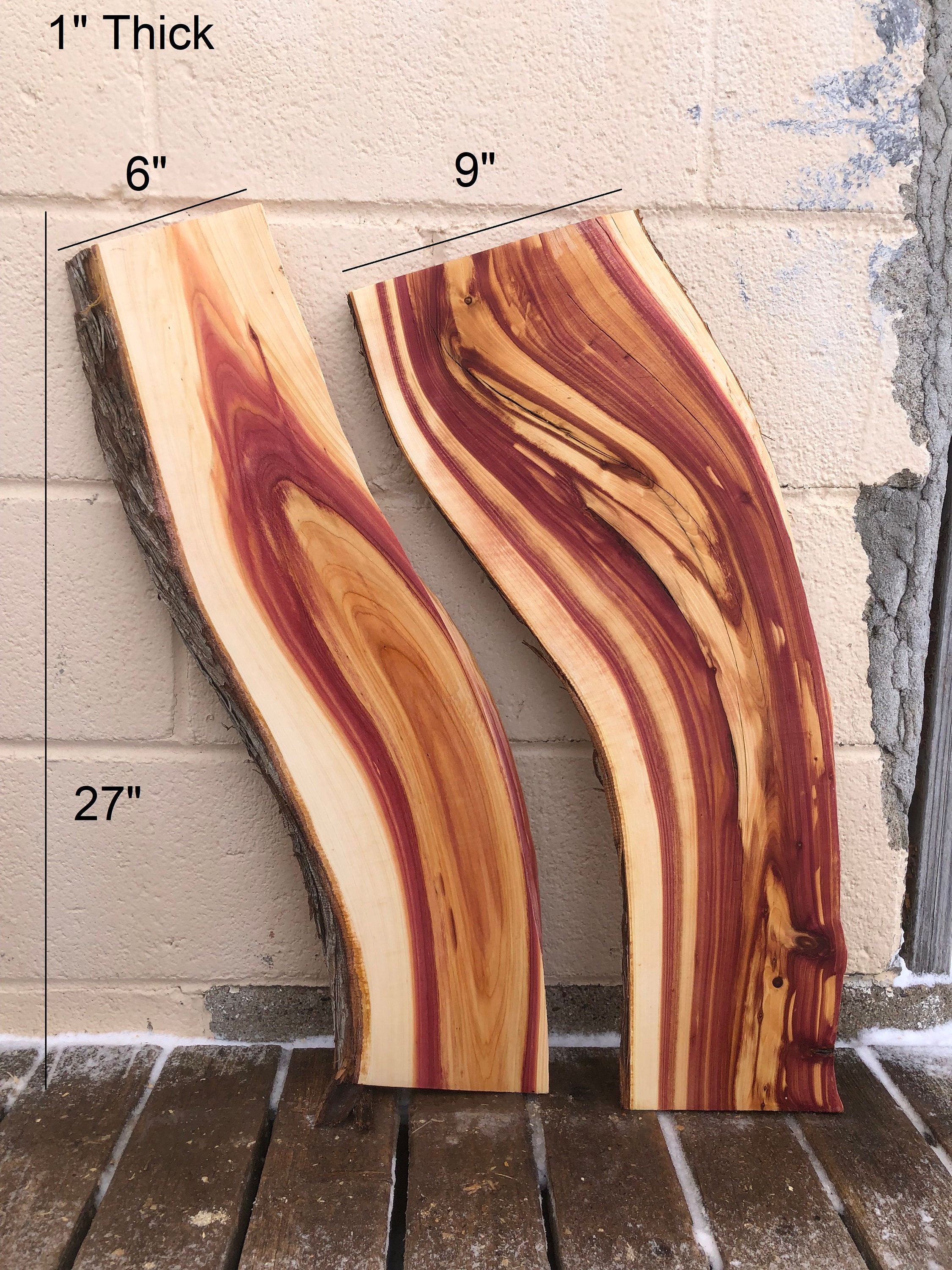 Rocky Mountain Juniper Live Edge Wood Slabs, Dark Red and White, Smells ...