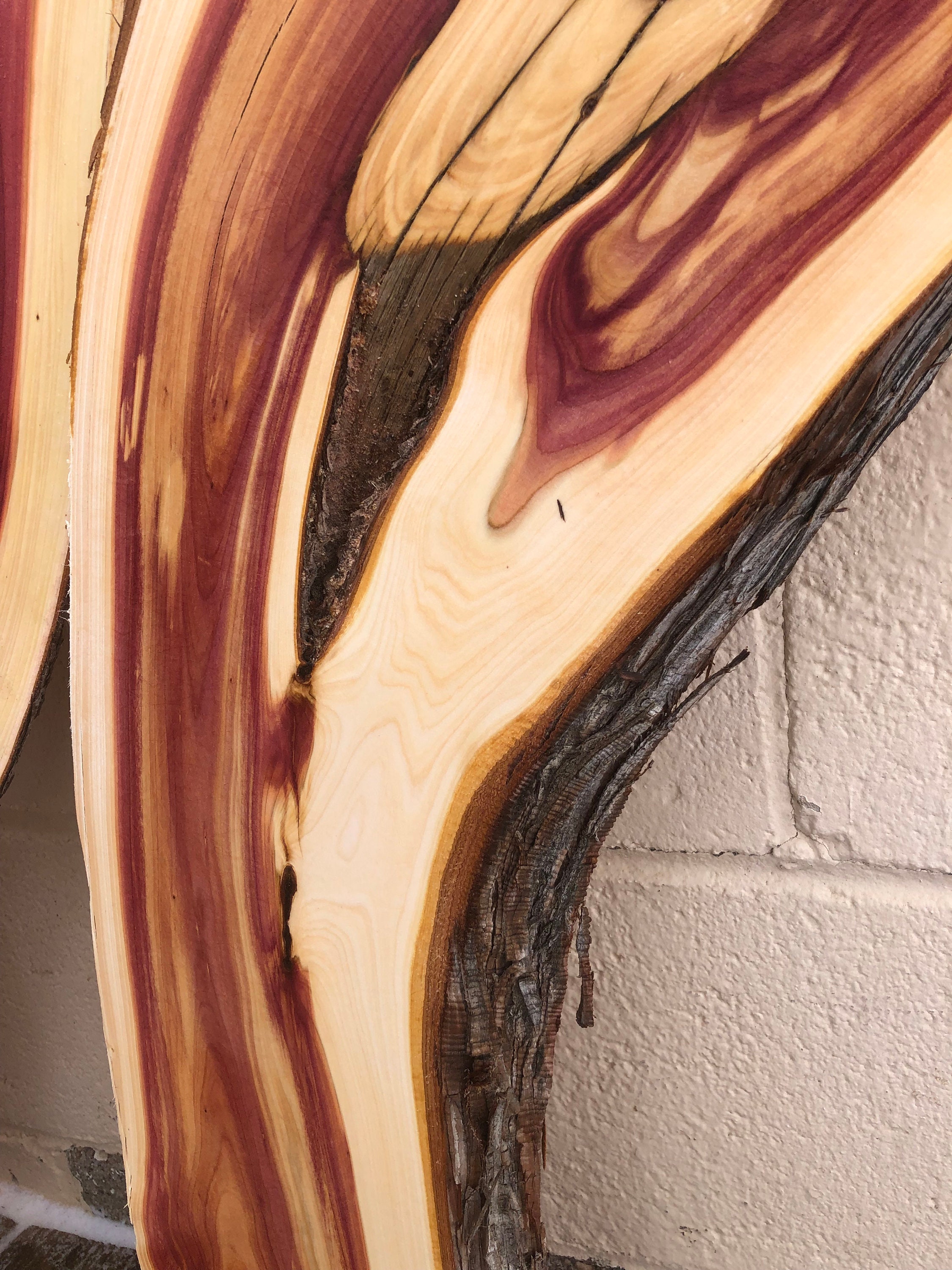 Rocky Mountain Juniper Live Edge Wood Slabs, Dark Red and White, Smells ...